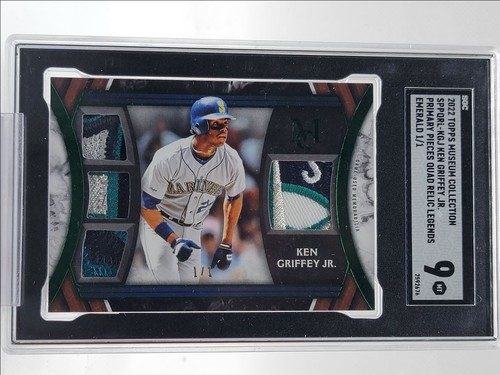 KEN GRIFFEY JR. 2022 TOPPS MUSEUM PRIMARY QUAD PATCH EMERALD 1/1 SGC 9 ...