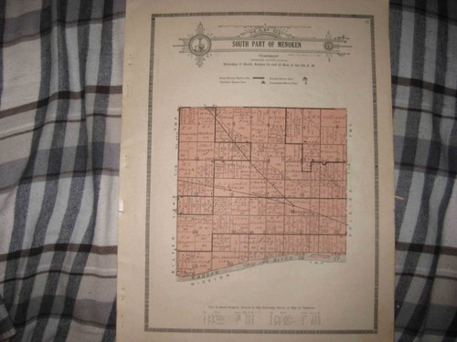 ANTIQUE 1921 SOUTH PART MENOKEN TOWNSHIP SHAWNEE COUNTY KANSAS MAP W ...