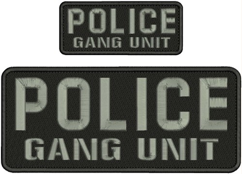 POLICE GANG UNIT PATCH 4X10 AND 2X5 HOOK ON BACK GREY. ON BLACK | eBay