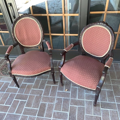 Set of 2 Red Victorian Parlor Chairs Antique Male And Female | eBay