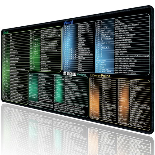 Computer Cheat Sheet Desk Pad 31.5x11.8 Inch Excel Word Shortcut Mouse ...