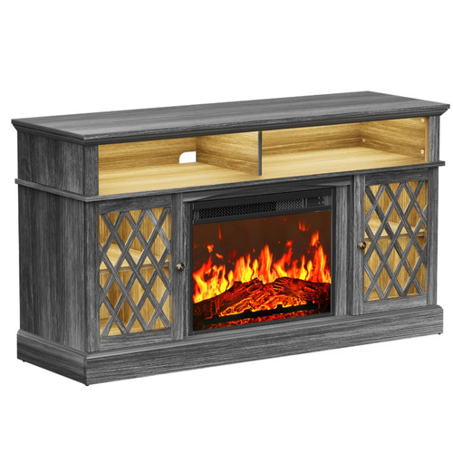 Chitooma Electric Fireplace TV Stand With Led Lights, Gray | eBay