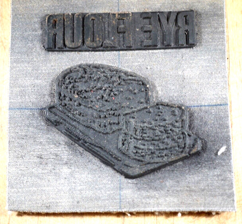 Vintage Printing Letterpress Rubber Block Cut BREAD RYE FLOUR 4" X 3 1/ ...