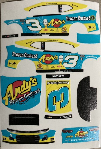 Custom 2023 Austin Dillon #3 Andy’s 1/64 Scale NASCAR Peel & Stick ...