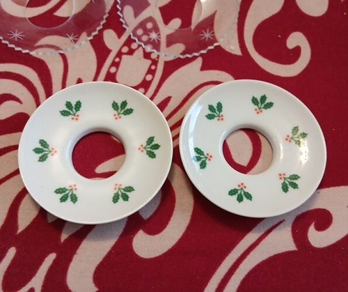 Set of 2 Holly Berry Candle Wax Drip Collars Bobeches | eBay