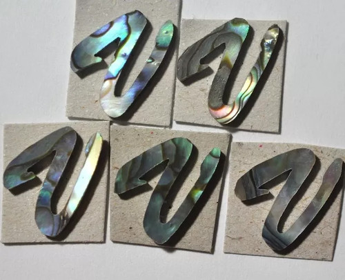 5 Letters of Capitalize V in Paua Abalone 14mm x 14mm x 1.5mm thickness ...