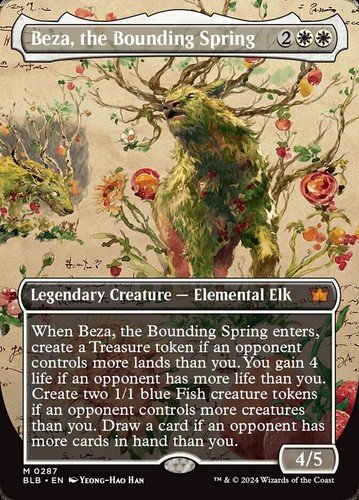 MTG Bloomburrow *FOIL* BORDERLESS SKETCH M Beza, the Bounding Spring ...