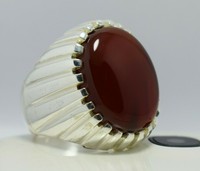 Blood Red Aqeeq Ring Akik Agate Jewelry 925 Sterling Silver Mens Stone ...