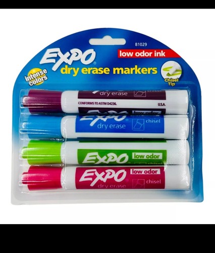 4 Markers Expo Dry Erase Markers Chisel Tip Aqua Lime Pink & Plum ...