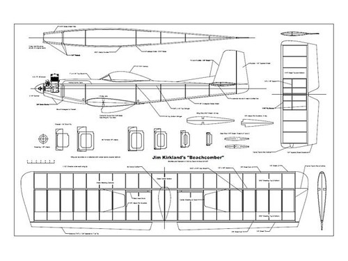 Beachcomber Pattern Plane 64" Wingspan RC Model Airplane Printed Plans ...