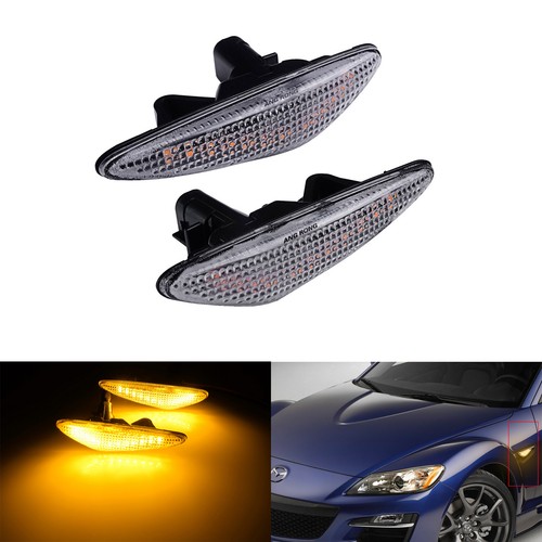 2x Clear Lens LED Side Indicator Repeater Light Lamp Amber For Mazda5 ...