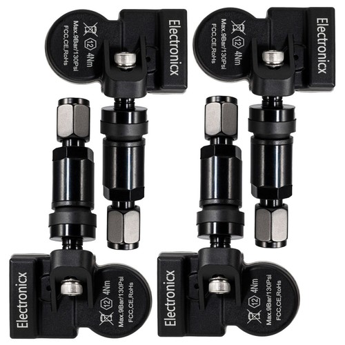 4x Tire Pressure Sensors TPMS Sensors Metal Valve Black for Land-Rover ...