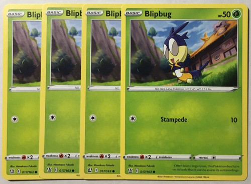 POKEMON 4X BLIPBUG 017/163 S&S BATTLE STYLES COMMON NEAR MINT-PLAYSET ...