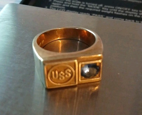 USS Steel Employee Ring 10k Gold /Aquamarine 20 Years Service Size 7.5 ...