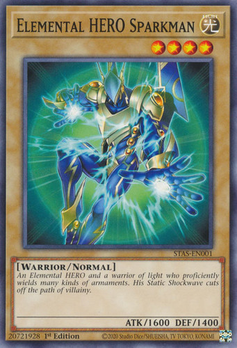 Elemental HERO Sparkman STAS-EN001 Common Near Mint 1st Edition yugioh ...