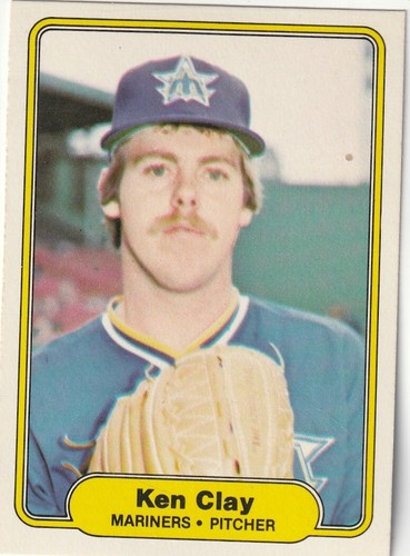 FREE SHIPPING-MINT-1982 Fleer Ken Clay #508 MARINERS PLUS BONUS CARDS ...