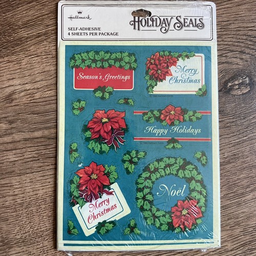 NOS Hallmark Christmas Stickers seals 4 sheets 1980 Holiday Seals Vtg ...