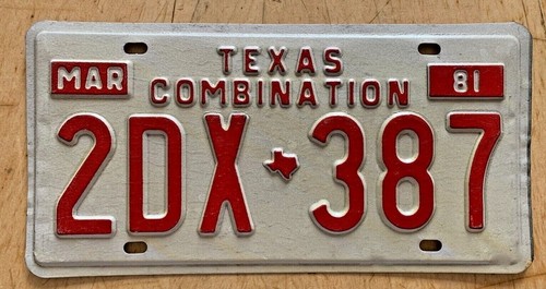 1981 TEXAS COMBINATION LICENSE PLATE " 2 DX 387 " TX | eBay
