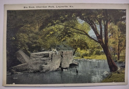Big Rock Cherokee Park Louisville Kentucky White Border Postcard ...