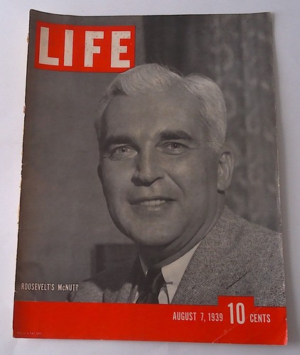 Life Magazine ( Roosevelt's McNutt ) COVER ONLY August 7, 1939 | eBay