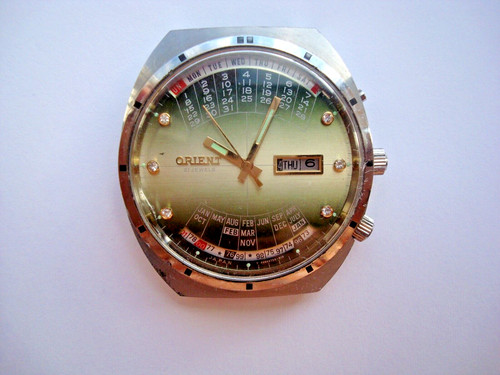 Orient Perpetual Calendar Diamonds Dial Mens Automatic Watch 21j. DD ...