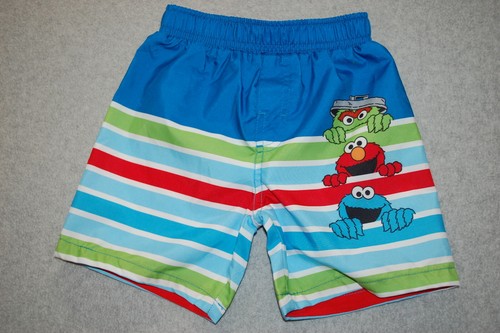 Baby Boys Swim Trunks SESAME STREET Elmo Cookie Oscar 0-3 3-6 6-9 12 MO ...