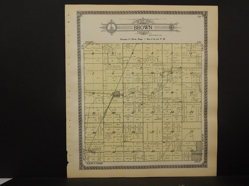 Illinois, Champaign County Map, 1913 Township of Brown Q3#75 | eBay