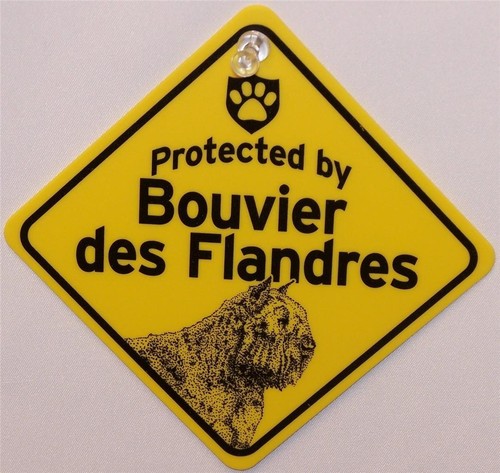 Protected by Bouvier Dog Window Sign Made in USA 5 1/2 x 5 1/2 | eBay