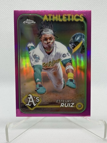 2024 Topps Chrome Esteury Ruiz #241 Pink Refractor Oakland Athletics | eBay