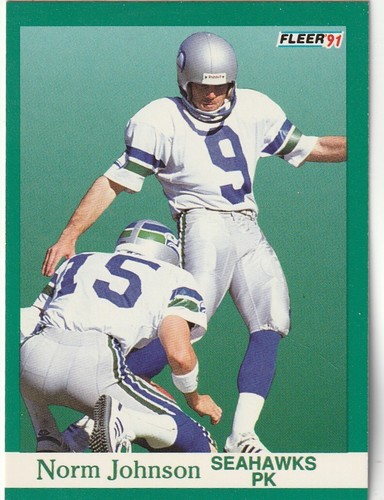 FREE SHIPPING-MINT-1991 Fleer Norm Johnson #188 SEAHAWKS PLUS BONUS ...