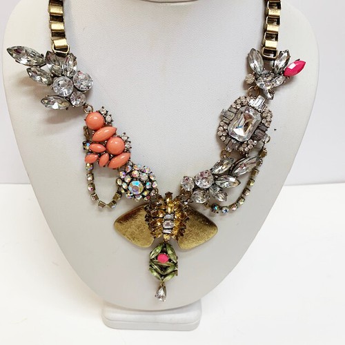 Unusual Crystal Rhinestones Cluster Multi Color Gold Box Chain Evening ...