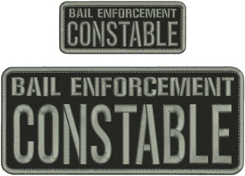 B E CONSTABLE EMBROIDERY PATCH 4X10 & 2X5 HOOK ON BACK GRAY ON BLACK | eBay