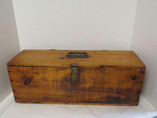 VINTAGE OLD ANTIQUE CUSTOM WOODEN FISHING TACKLE BOX 19 x 7 x 7 | eBay