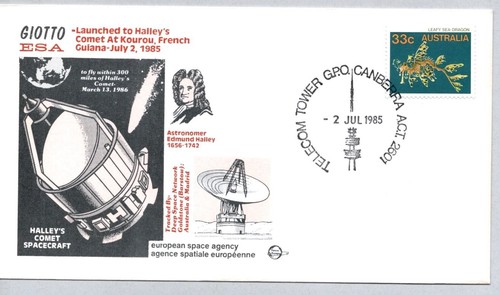 GIOTTO SPACECRAFT LAUNCHED TO HALLEY'S COMET 7/2/85 CANBERRA AUSTRALIA ...