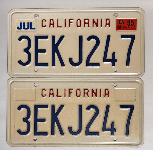 1995 CALIFORNIA License Plate PAIR CA - #3EKJ247 | eBay