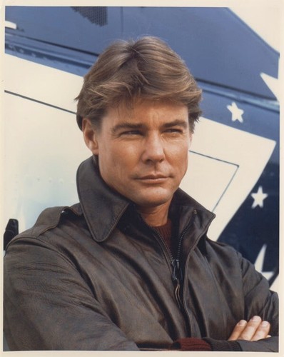 Jan Michael Vincent portrait in leather flying jacket Airwolf Vintage ...