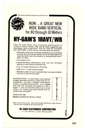 QST Ham Radio Magazine Ad HY-GAIN's 18AVT/WB Wide Band Vertical (4/72) | eBay