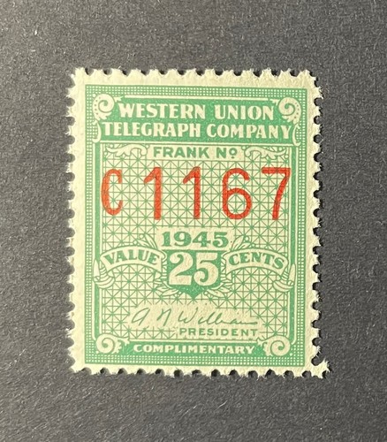 Telegraph Stamp #16T113 single - 1945 Western Union Telegraph Company ...