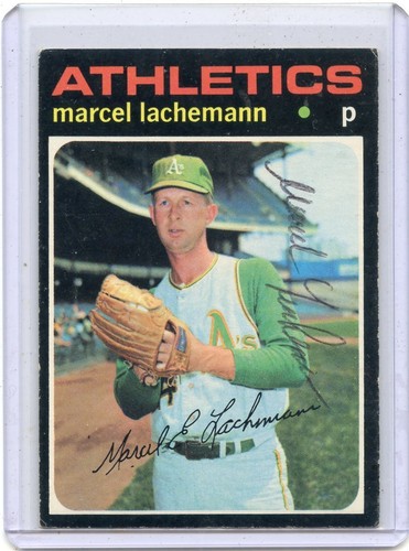 1971 TOPPS BASEBALL #84 MARCEL LACHEMANN AUTOGRAPH, OAKLAND ATHLETICS ...