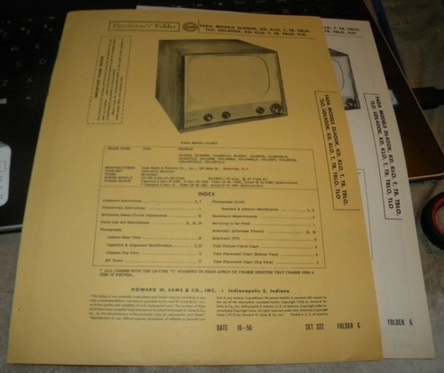 FADA TELEVISION RECEIVER - 14 MODELS (SAMS PHOTOFACT 332-6) | eBay