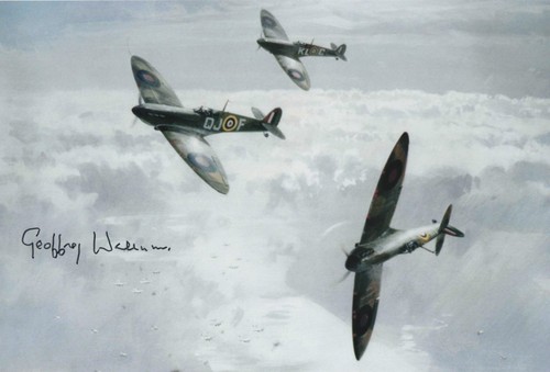 GEOFFREY WELLUM Signed 12x8 WW2 SPITFIRE PILOT Battle Of Britain FIRST ...