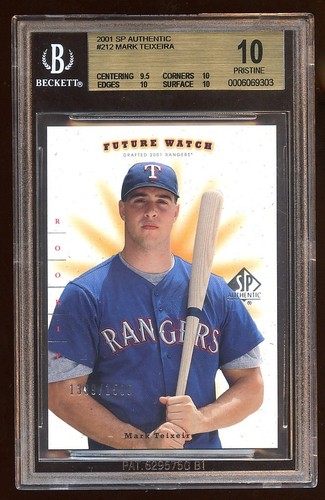 BGS 10 PRISTINE MARK TEIXEIRA 2001 SP AUTHENTIC RC #D /1500 YANKEES ...