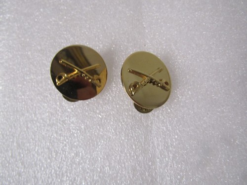 MILITARY INSIGNIA GOLD COLOR PIN ON COLLAR SET OF 2 CAVALRY | eBay
