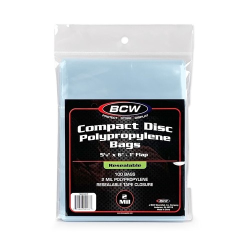 Resealable CD Bags 1 Pack (100) BCW Compact Disc Sleeves | eBay