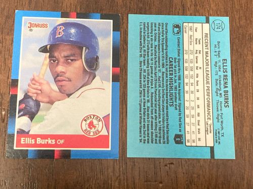 1988 ELLIS BURKS DONRUSS BOSTON RED SOX ROOKIE CARD #174 | eBay