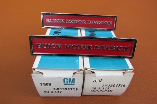 1970-1972 Buick Skylark NOS Pair of Motor Division Fender Emblems GM ...