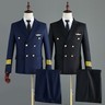 Men Airline Captain Suit Pilot Blazer Aviator Costume Uniform Suit ...