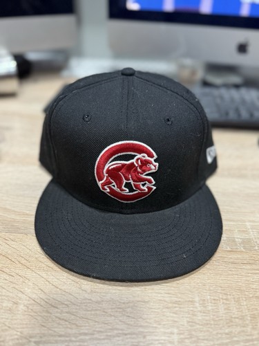 New Era Chicago Cubs Black Fitted Hat 7 5/8 59FIFTY Wool MLB | eBay