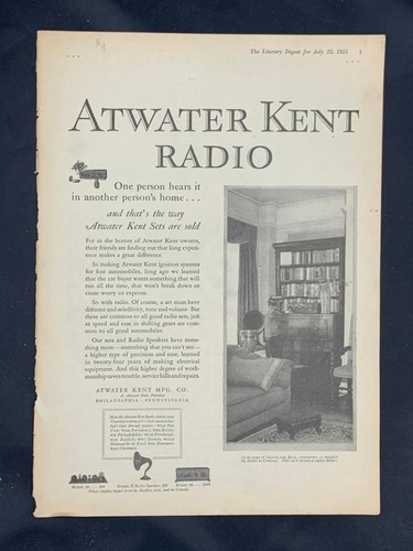 Magazine Ad - 1925 - Atwater Kent Radios - Philadelphia, PA - (#2) | eBay