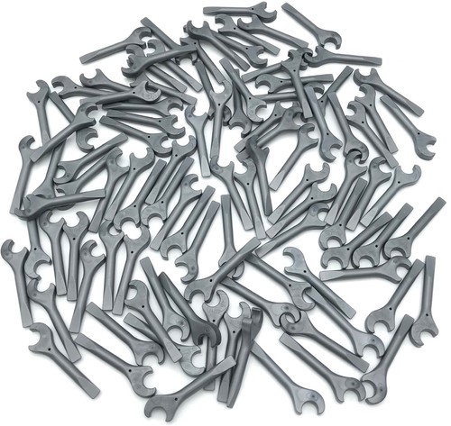 Lego 100 New Flat Silver Minifigure Utensil Tool Spanner Wrench ...